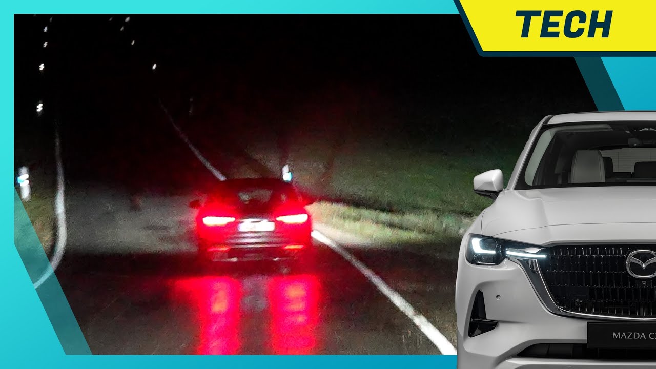 Matrix LED Scheinwerfer (ALH) im Mazda CX-60 im Test bei Nachtfahrt ...