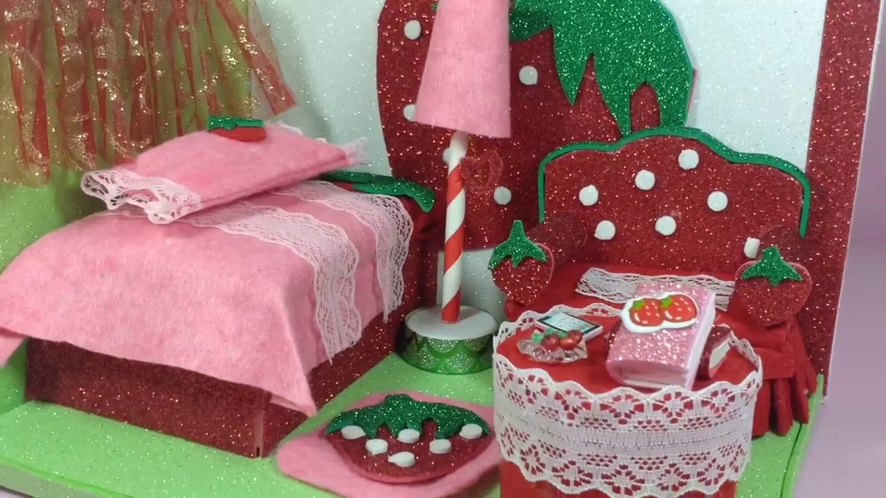 DIY Miniature Strawberry Room - YouTube