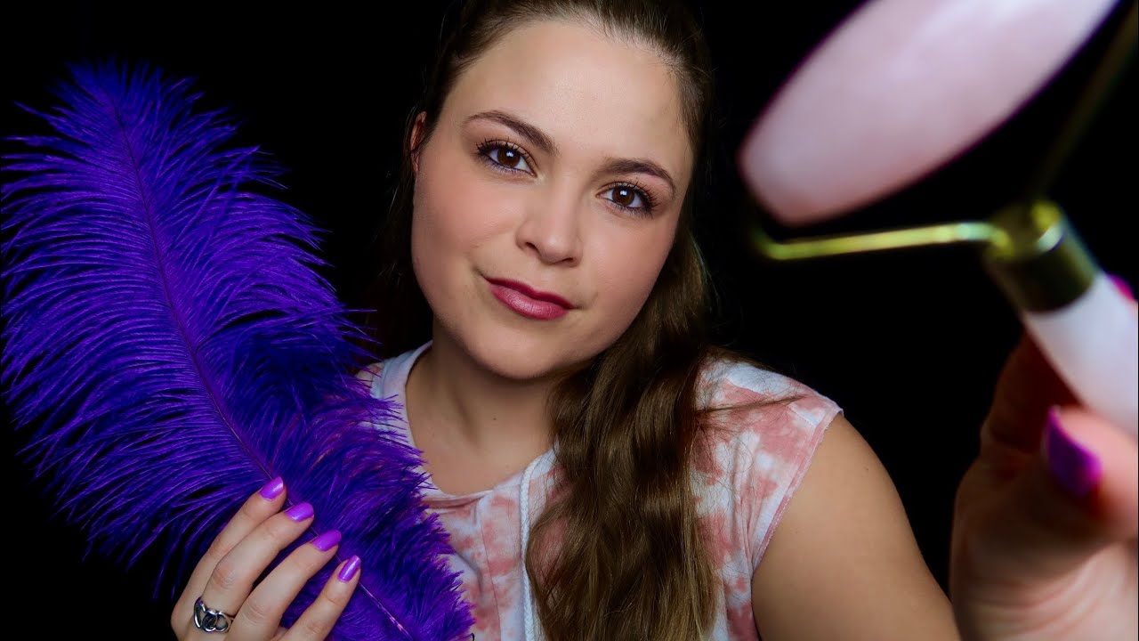 ASMR | Face Attention For Relaxation | Face Touching, Feathers, Face ...