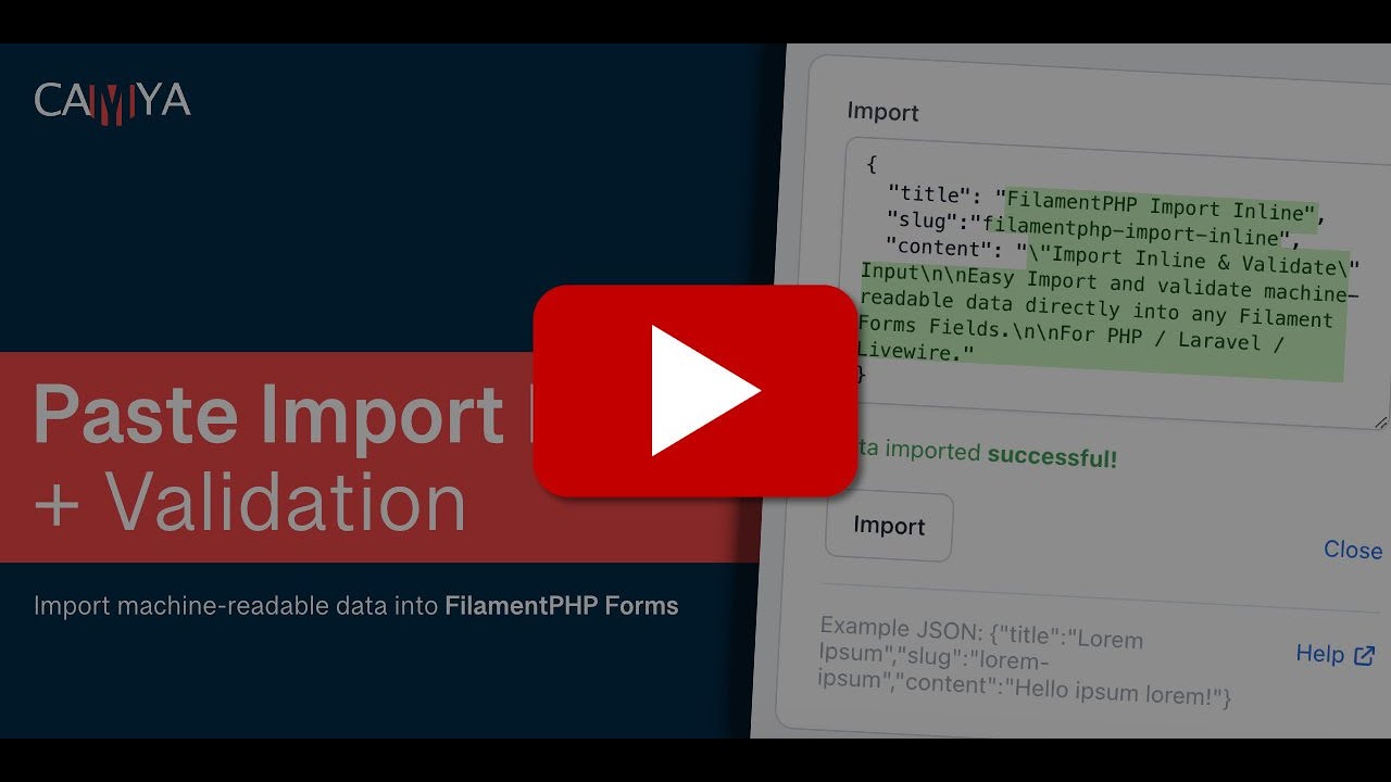 Import Inline Input For Filamentphp Paste Data Validate It And Fill Your Form Youtube 2364
