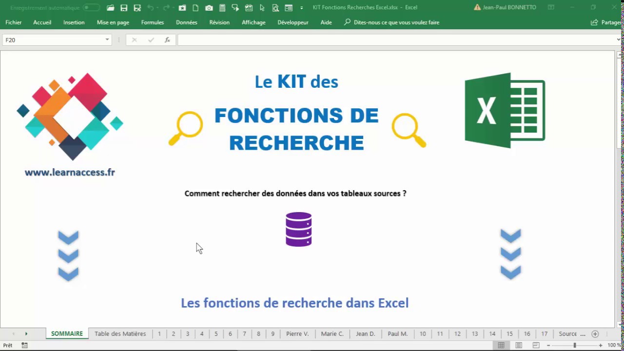 TELECHARGER le KIT des Fonctions de Recherche dans Excel - YouTube