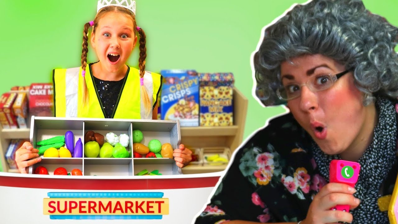 Ruby Pretend Play Shopping for Greedy Granny in Grocery Store Super ...