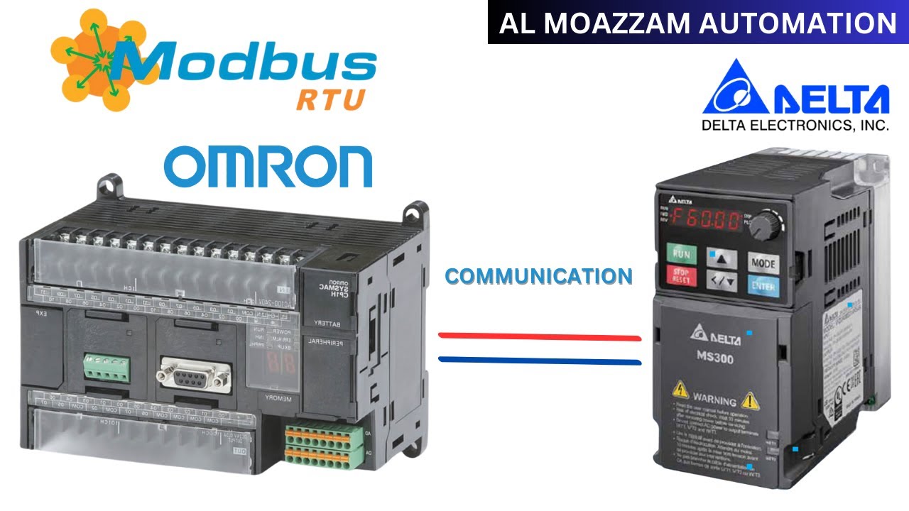 OMRON CP1H "Modbus RTU" DELTA MS300 VFD - YouTube