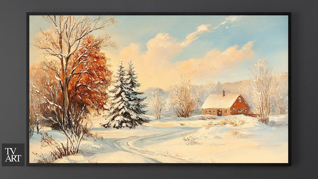 TV Art Gallery | Winter Farm House | 4K | 4 Hour - YouTube