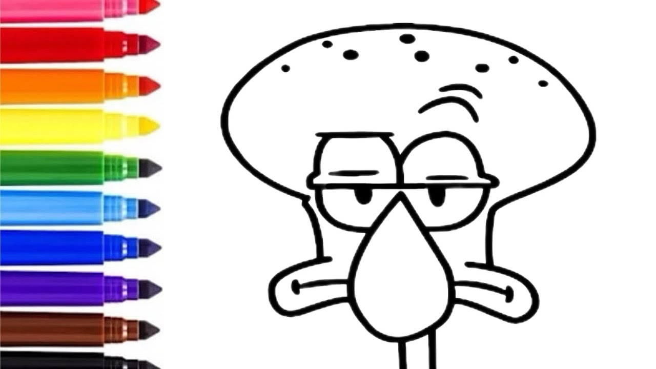 Draw and Color the Characters of Spongebob | Squiddy 🧽🐙🦀🍔🐿️🦑👾🐌🌊 ...