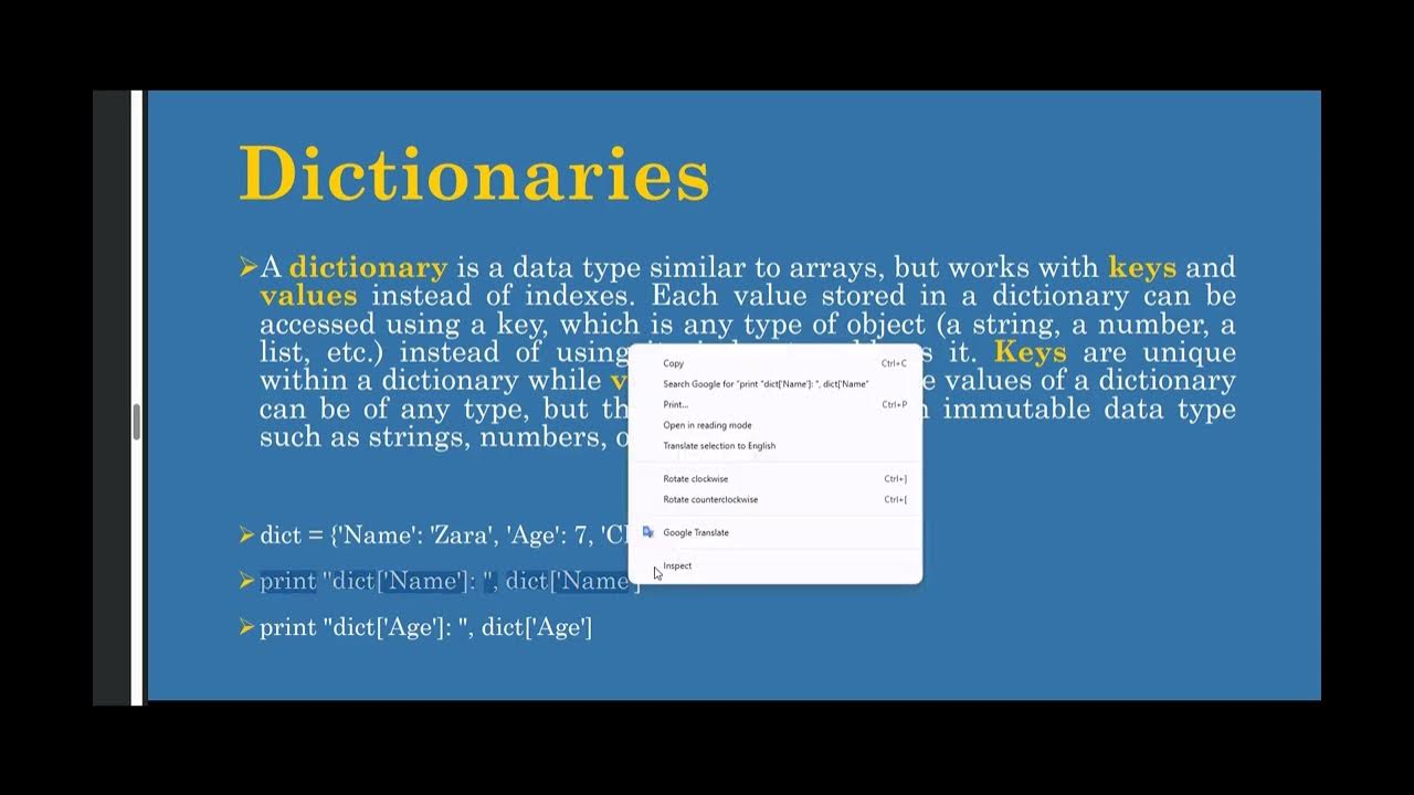 Lecture.4 Tuples and Dictionaries -القواميس والمجموعات - YouTube