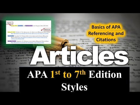 Basics of APA Citing and Referencing || Different Editions of APA ( 1st ...