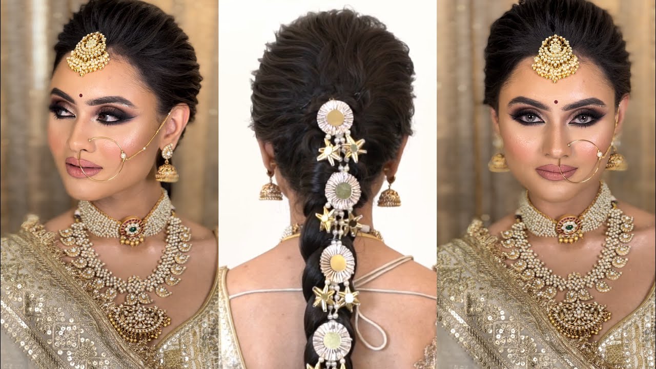 Trending Indian wedding bridal braid hairstyle tutorial ...