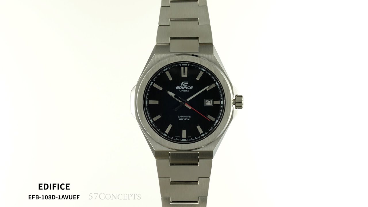 EDIFICE EFB-108D-1AVUEF Momentum Slim Sapphire • Zegarek męski - YouTube