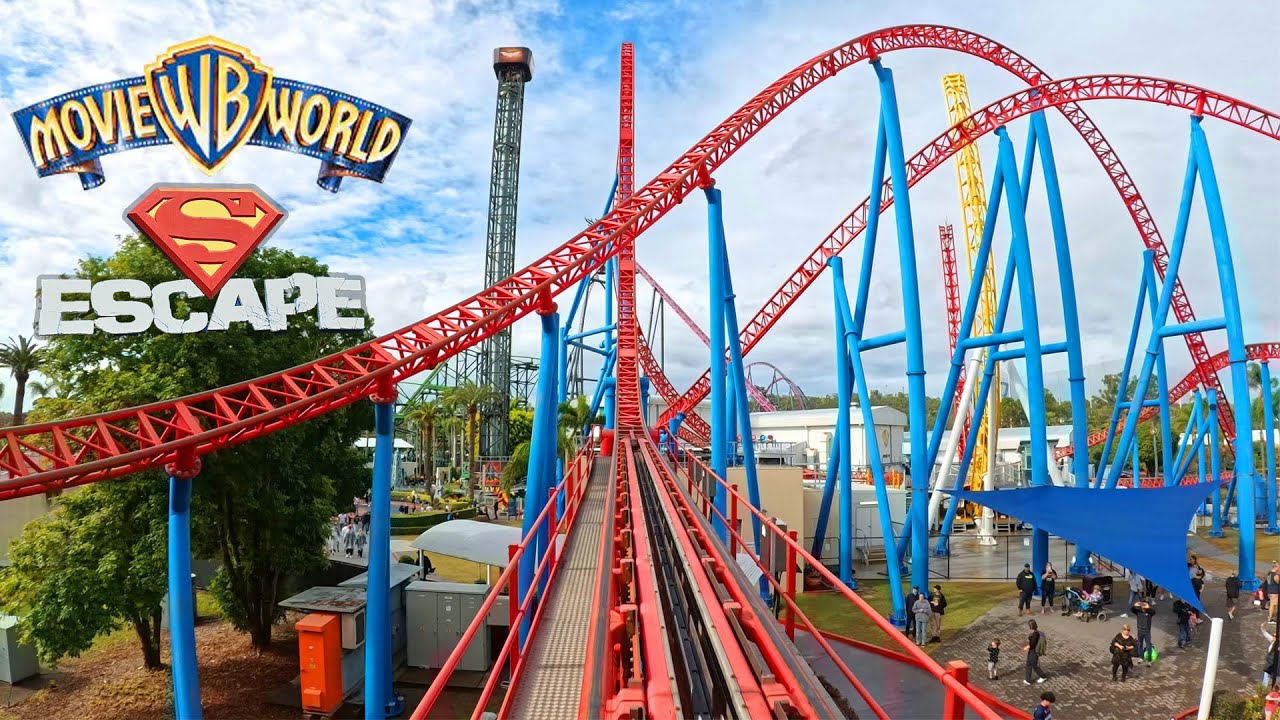 Superman Escape 4K Front Seat POV - Warner Bros Movie World - YouTube