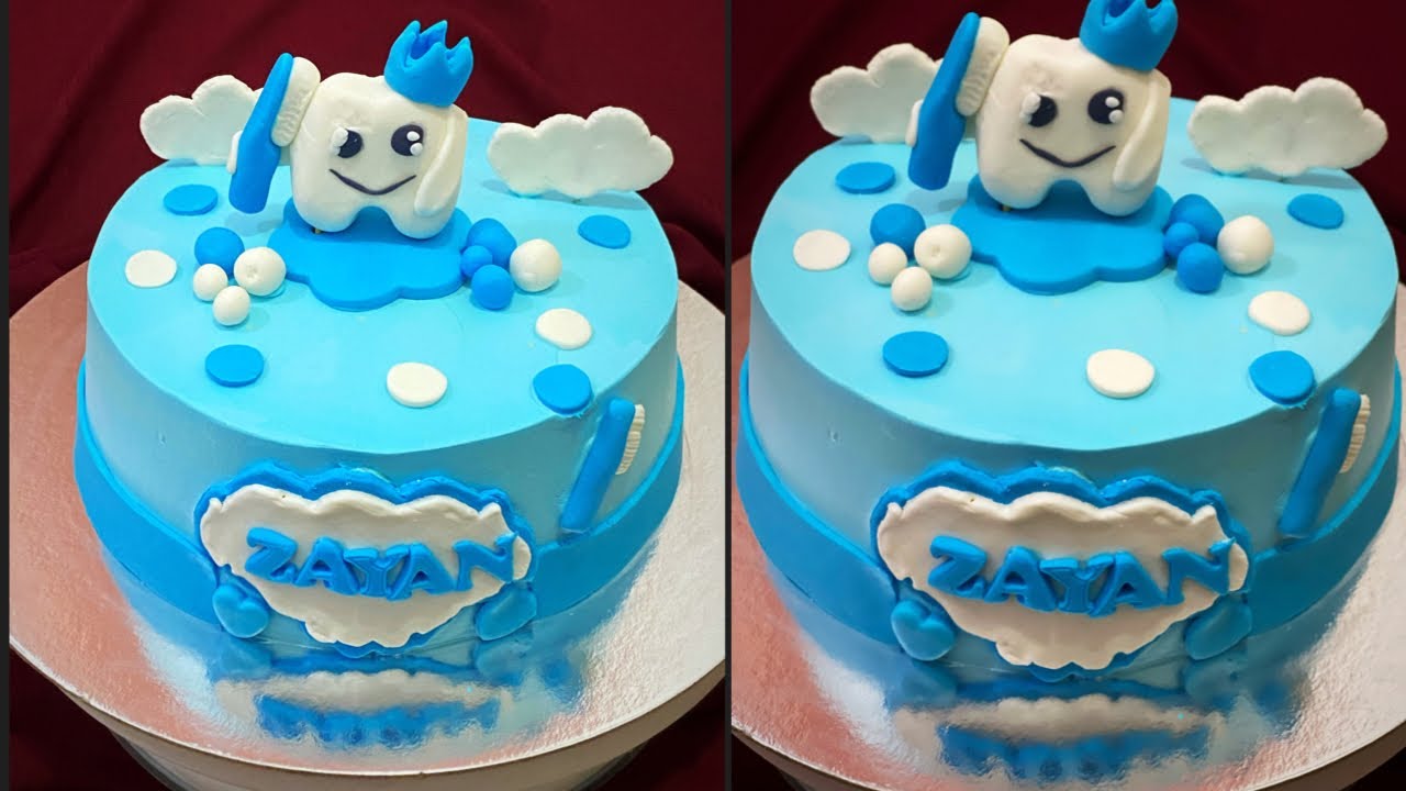 First Tooth Cake for a BABY BOY/Tooth cake Ideas - YouTube