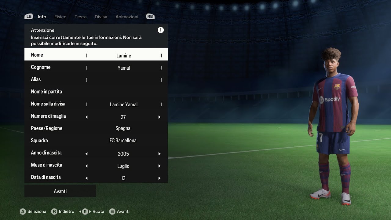 EA FC 24 | HOW TO CREATE LAMINE YAMAL ON FC 24 | ITA_XBOX ONE S - YouTube