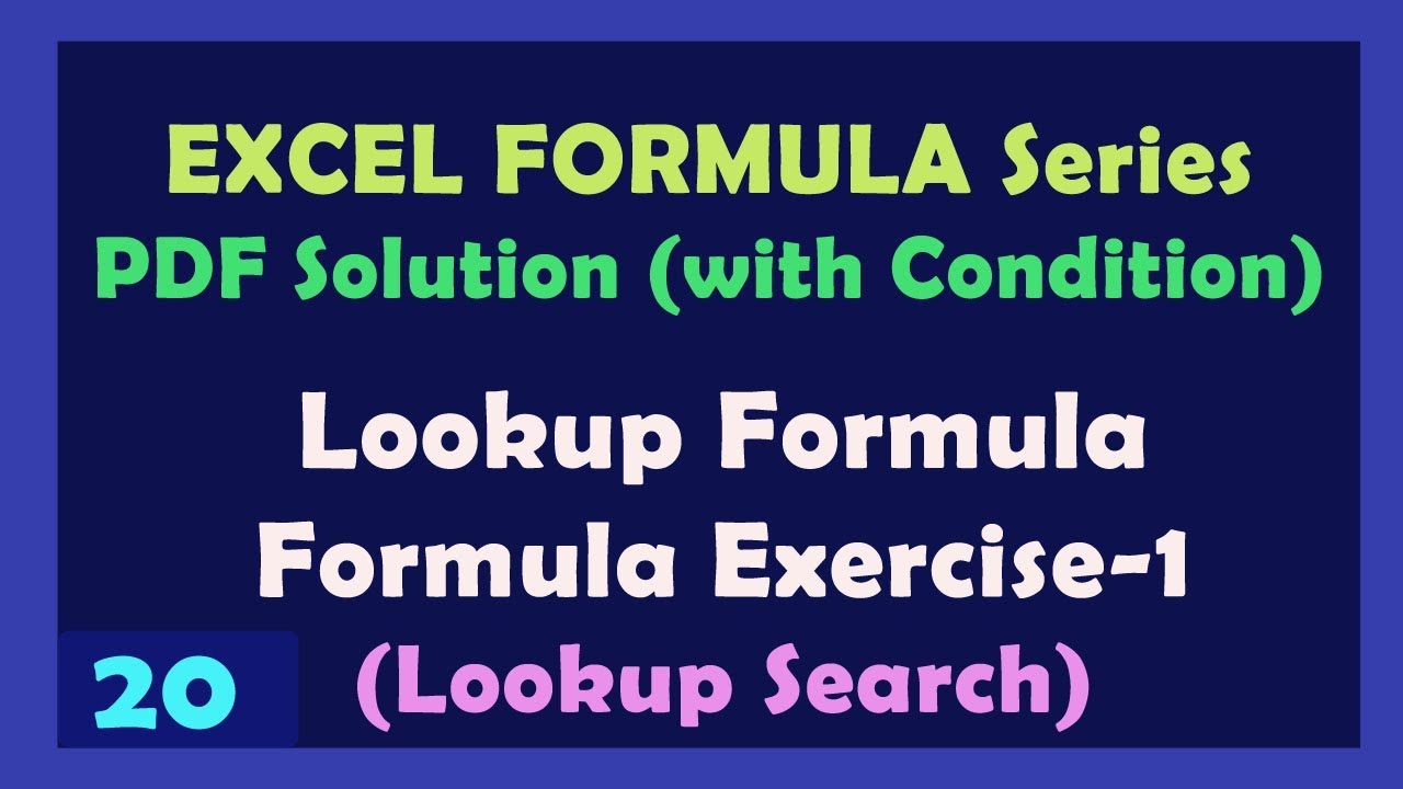 Lookup Search Formula - Formula Exercise 1 - Excel Formula PDF Solution ...