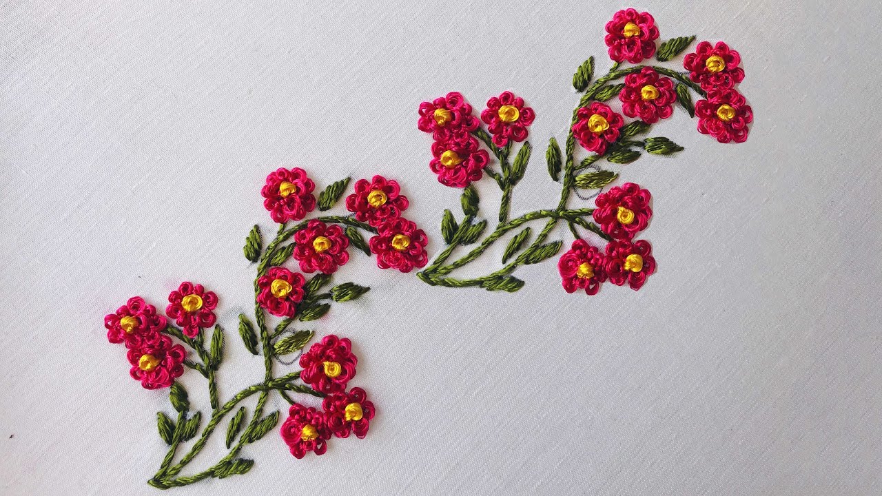 All Over Small Flower Embroidery - Neckline Embroidery- Beginners Hand ...