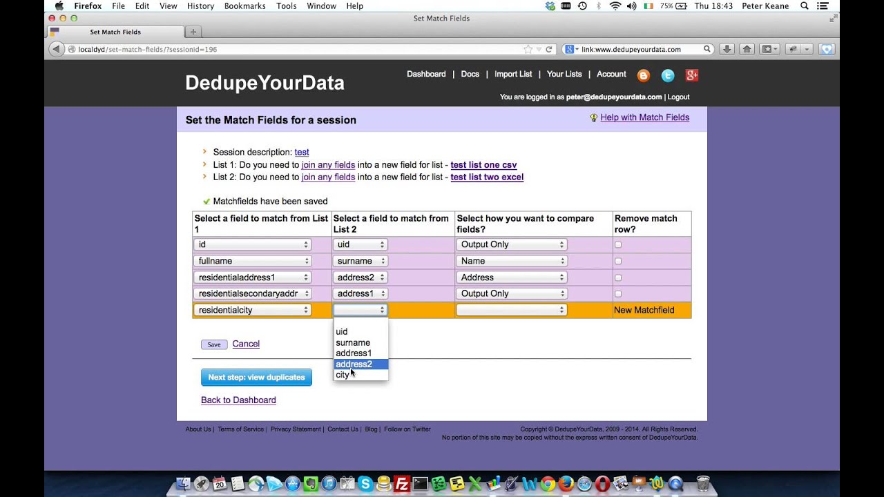 Dedupe Software DedupeYourData | Match 2 Lists demo - YouTube