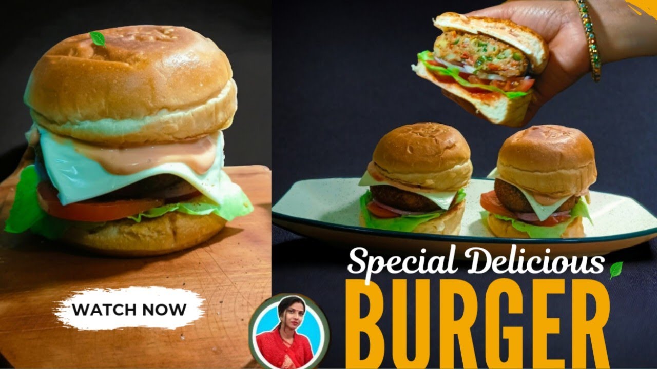 Best Veg Burger Recipe l वेज़ बर्गर रेसिपी । Homemade veg burger l ...