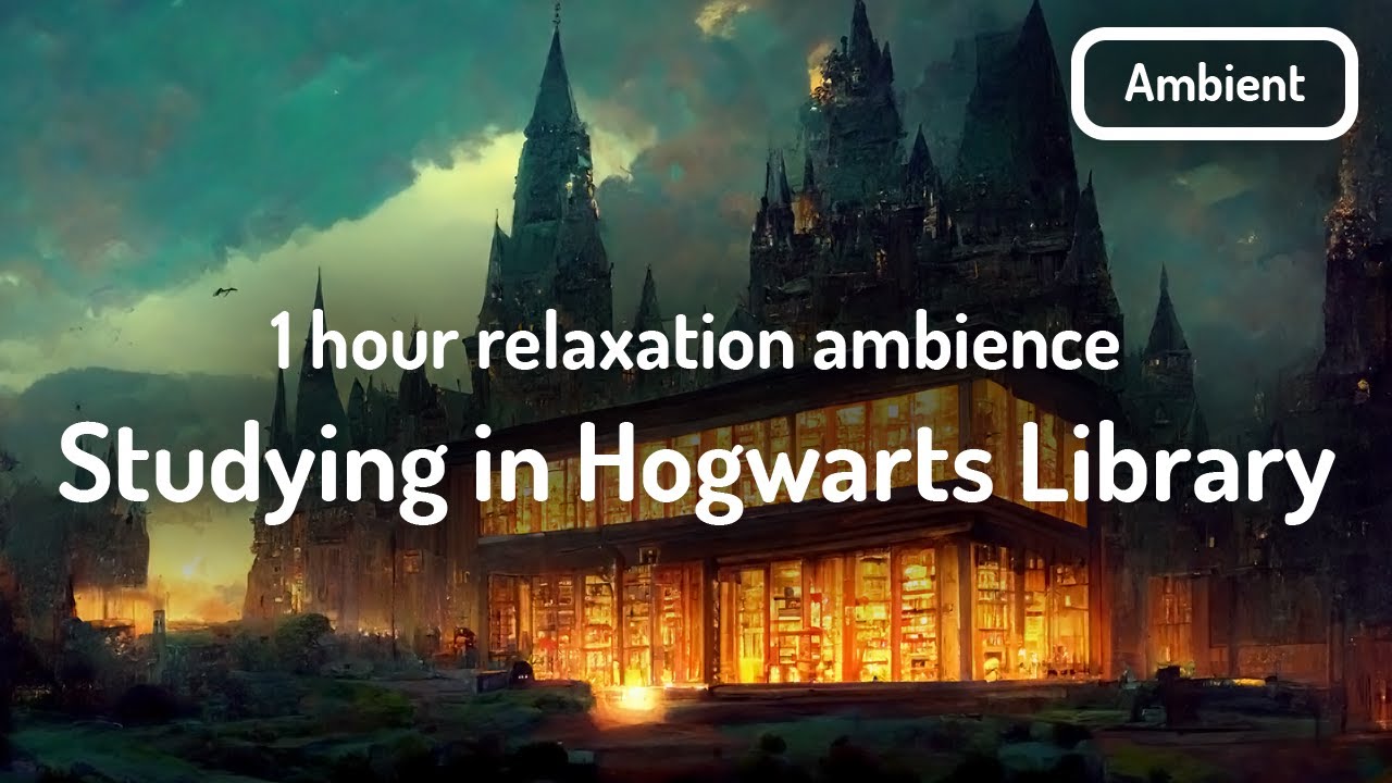 Harry Potter | Studying in Hogwarts Library 🪄 | Fireplace, Quill, Rain ...