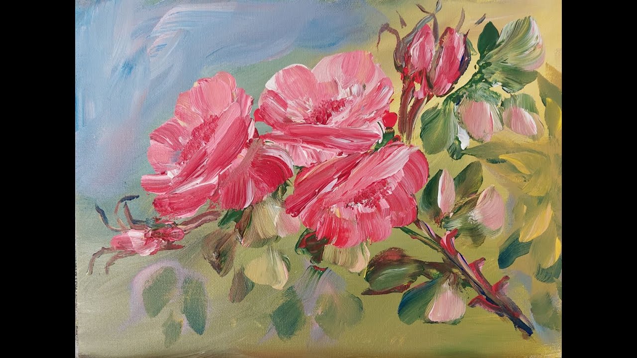 Palette Knife and Brush Roses - YouTube