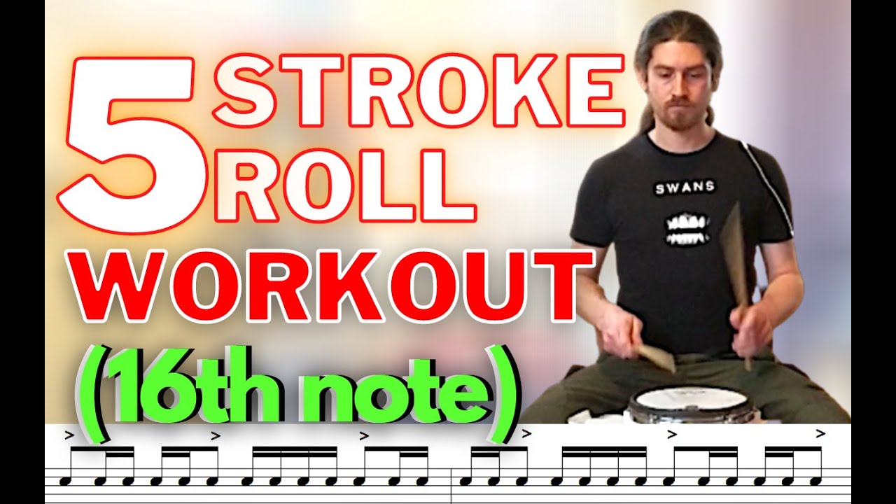 5 STROKE ROLL Drum Fill WORKOUT #1 (80-220bpm) Drum Along With Me Rudiment Practice Routine ...