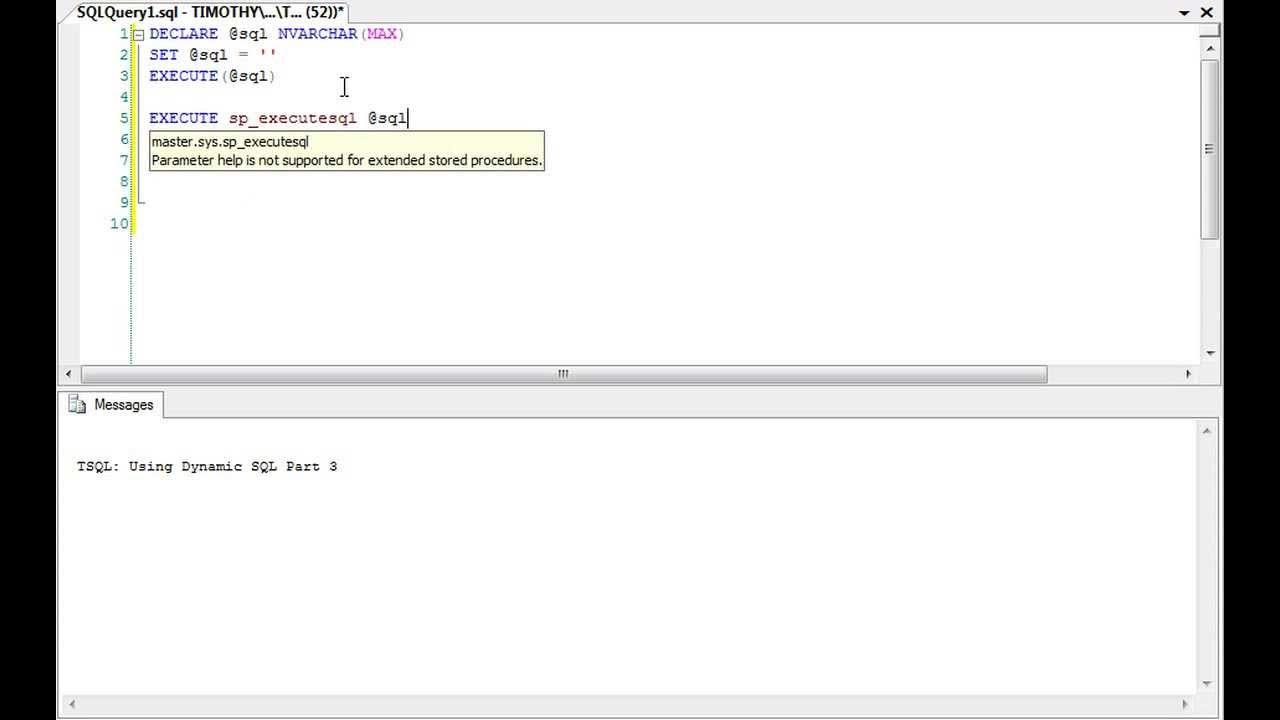 TSQL: Using Dynamic SQL Part 3 - YouTube