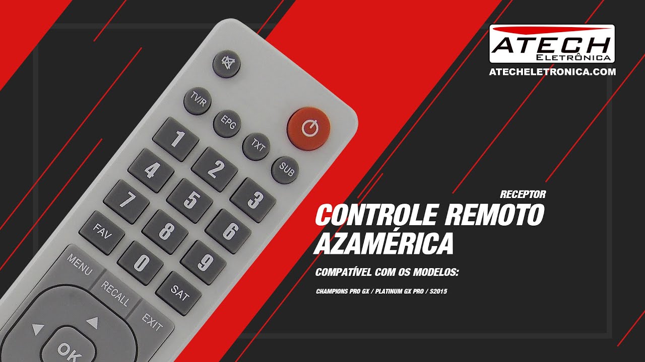 Controle Remoto Receptor Azamérica Platinum GX Pro (780462) - YouTube