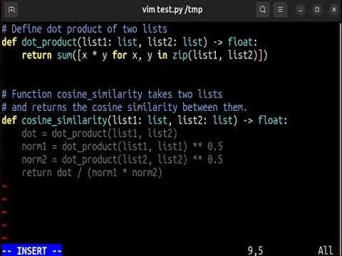 Let's calculate Cosine Similarity in Python using Copilot and Vim ...