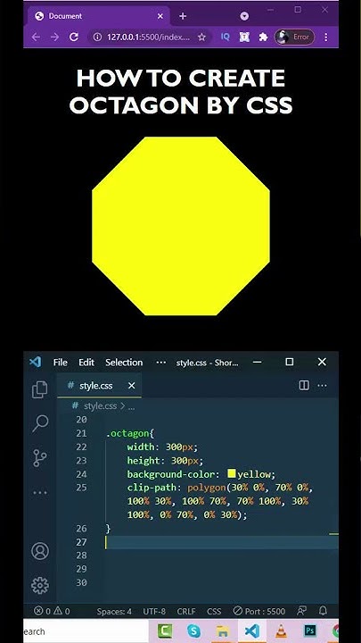 How to Create Octagon 🔥 by CSS Using Clip-Path #shorts #shorts_viral # ...
