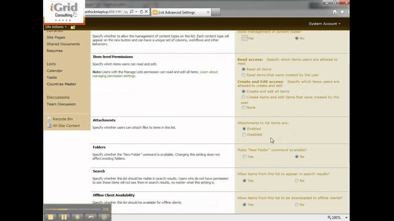 25- SharePoint 2010 - List Settings and SharePoint 2010 WorkSpace - YouTube