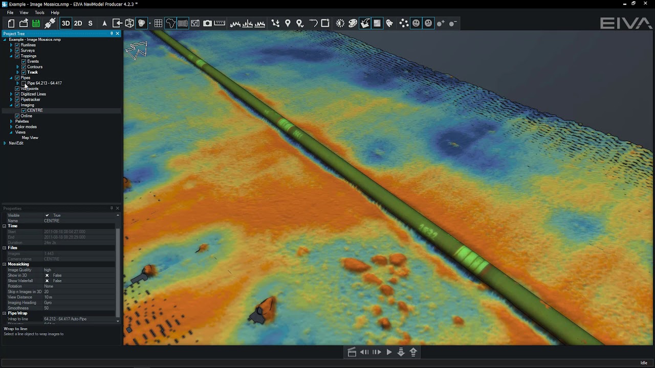 EIVA NaviSuite – NaviModel – Drape images on digitised pipe - YouTube