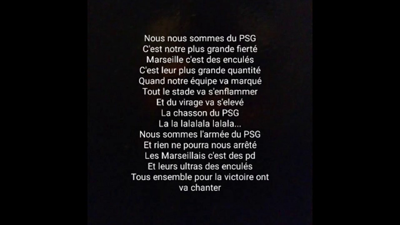 paroles chants psg - YouTube