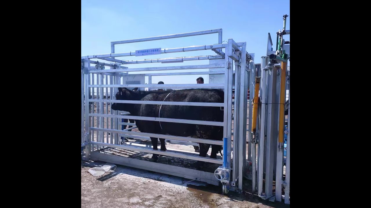 Weighing beef cattle, squeezing chutes, grouping, and a complete range ...