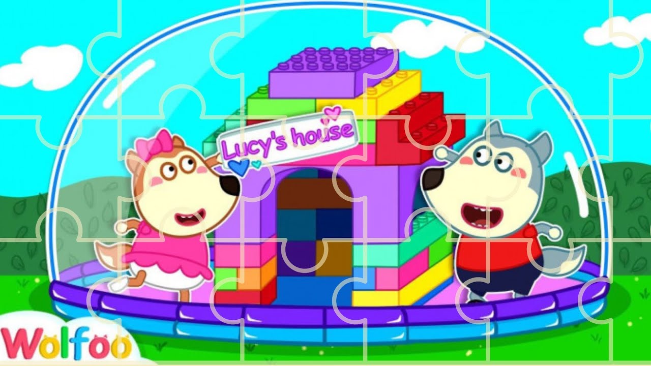 WOLFOO DAN LUCY MEMBUAT RUMAH DARI LEGO / MENYUSUN PUZZLE ANAK WOLFOO ...