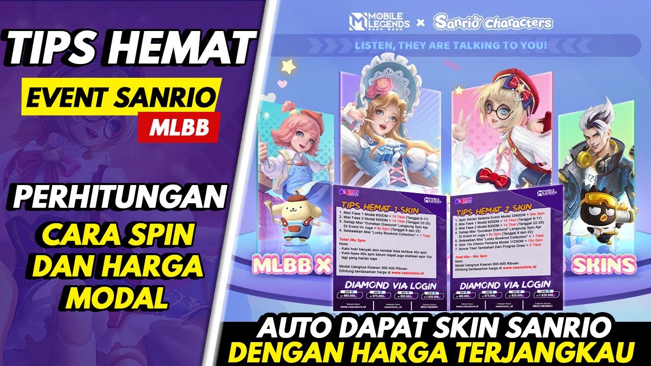 TIPS CARA HEMAT MENDAPATKAN SKIN EVENT MLBB X SANRIO CHARACTERS ...