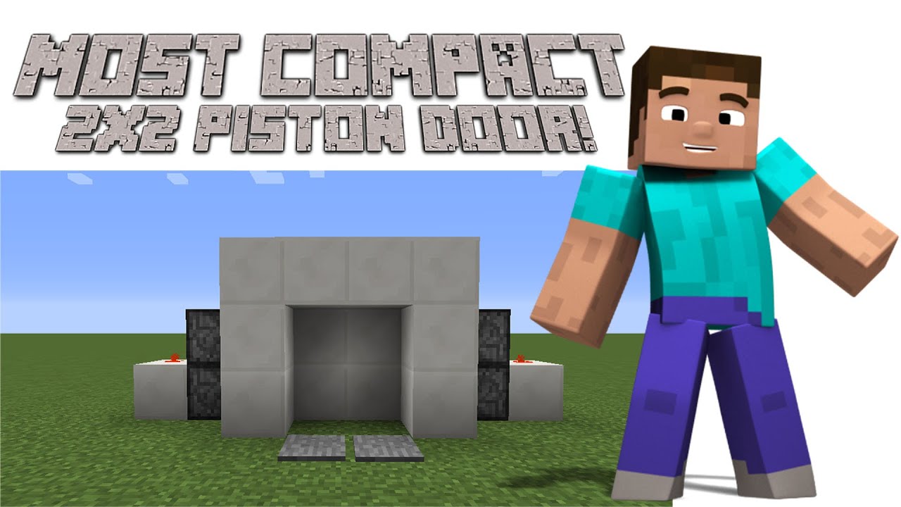 Most Compact and Easiest 2x2 Piston Door! Minecraft Tutorial - YouTube
