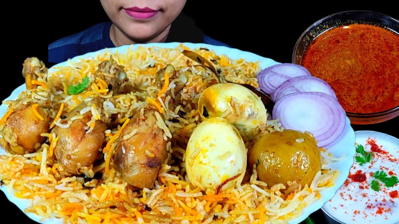 ASMR EATING CHICKEN EGG BIRYANI, VEG RAITA &🔥GRAVY | INDIAN MUKBANG ...
