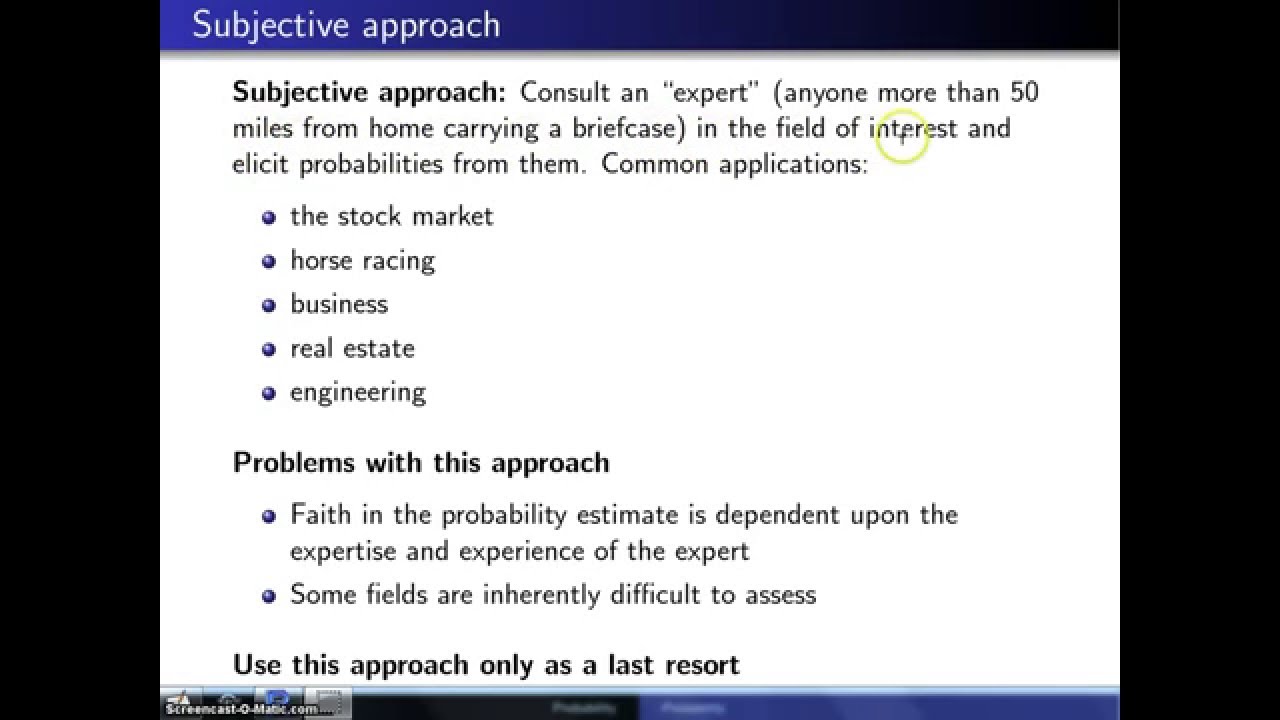 Subjective approach to estimating probability - YouTube
