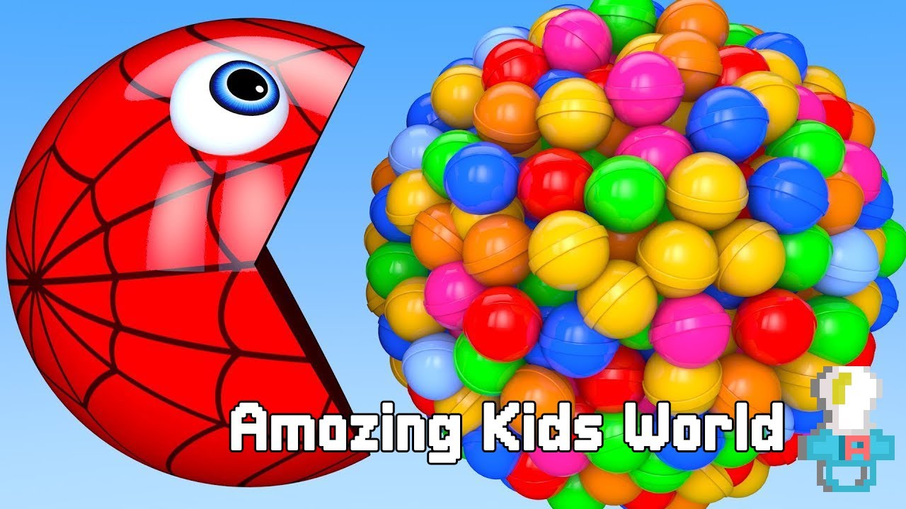Learn Colors with PACMAN and 3D Candy for Kid Children - YouTube