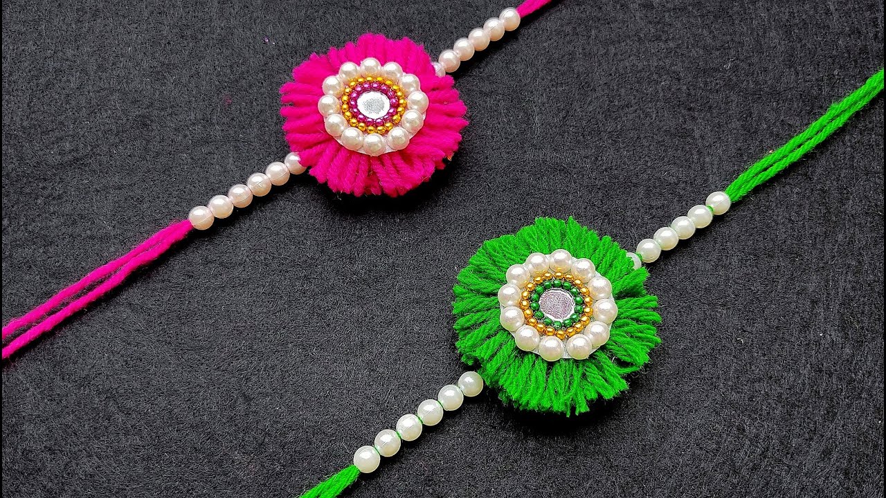 How to make Rakhi | Easy Handmade Rakhi | Woolen Rakhi | make Rakhi at ...