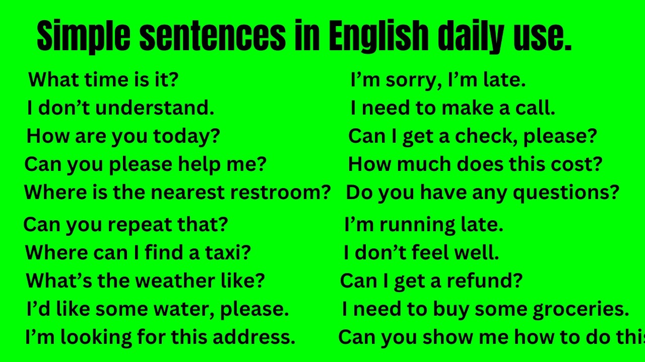 Simple Sentences in English daily use || English speaking practice ...