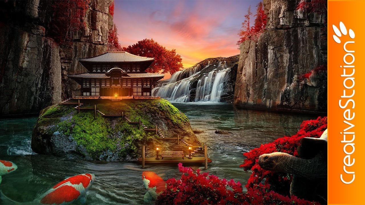 Japanese temple - Speed art (#Photoshop) | CreativeStation - YouTube
