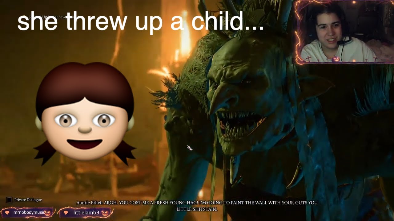 Playing Baldur's Gate 3 : auntie ethel is back and she ate a child 🤢 🤮 ...