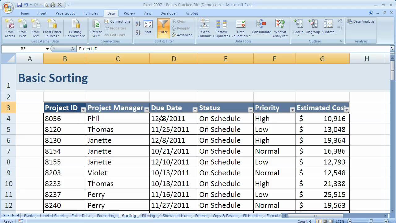 How To Sort basic In Excel 2007 Excel 07 012 YouTube how-to-sort-basic-in-excel-2007-excel-07-012-youtube