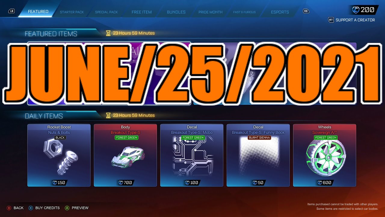 ROCKET LEAGUE ITEM SHOP | JUNE-25-2021 | RL Item Shop Today - YouTube