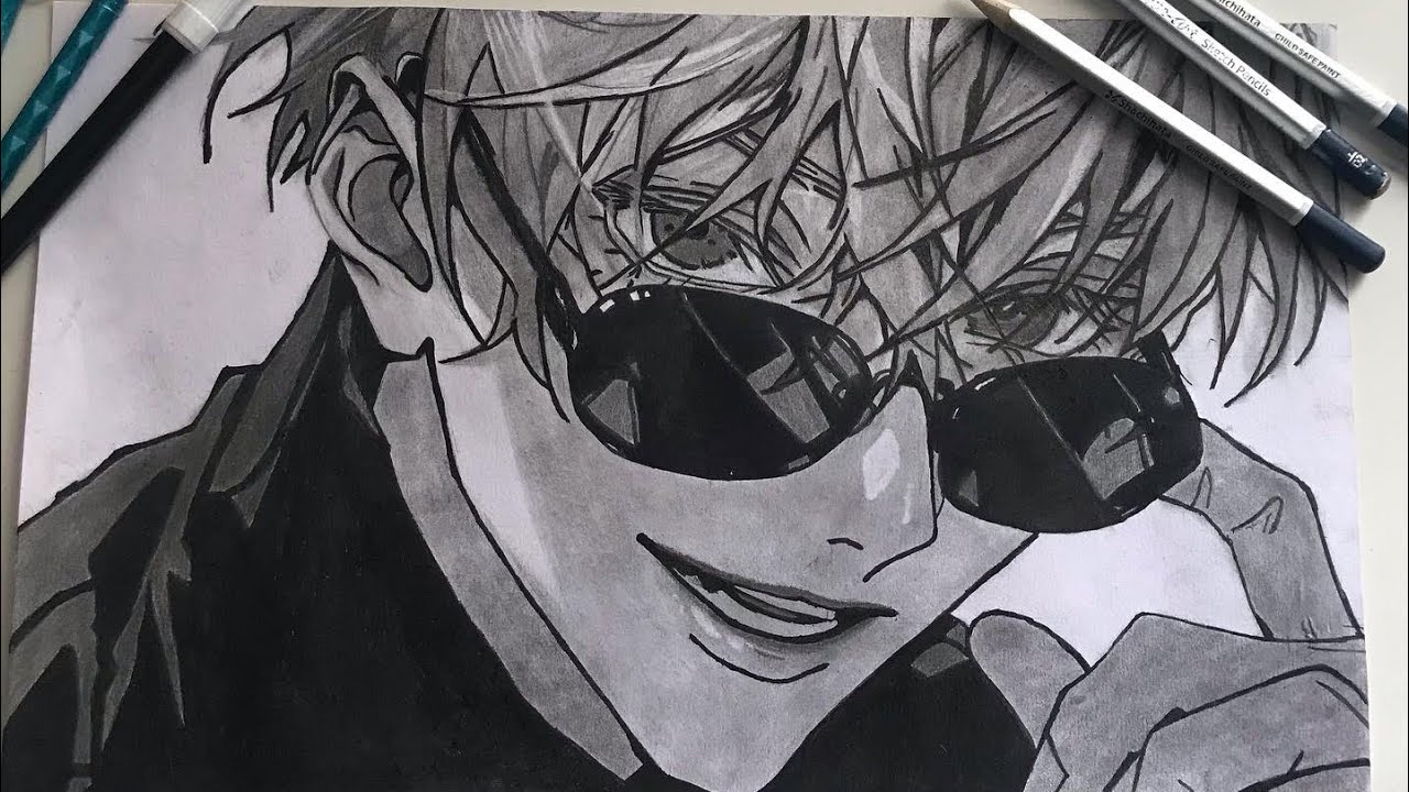 Gojo Saturo Realistic Pencil Sketch//Gojo Saturo - YouTube