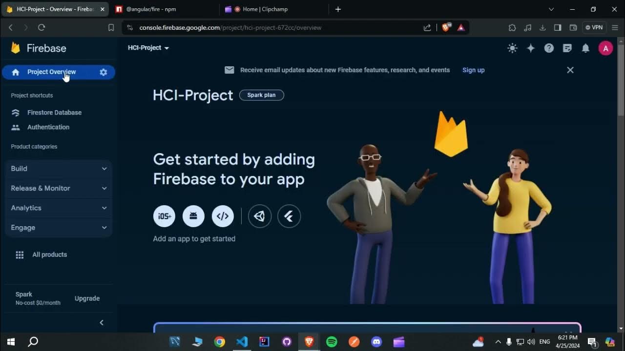connect angular project with firebase - YouTube