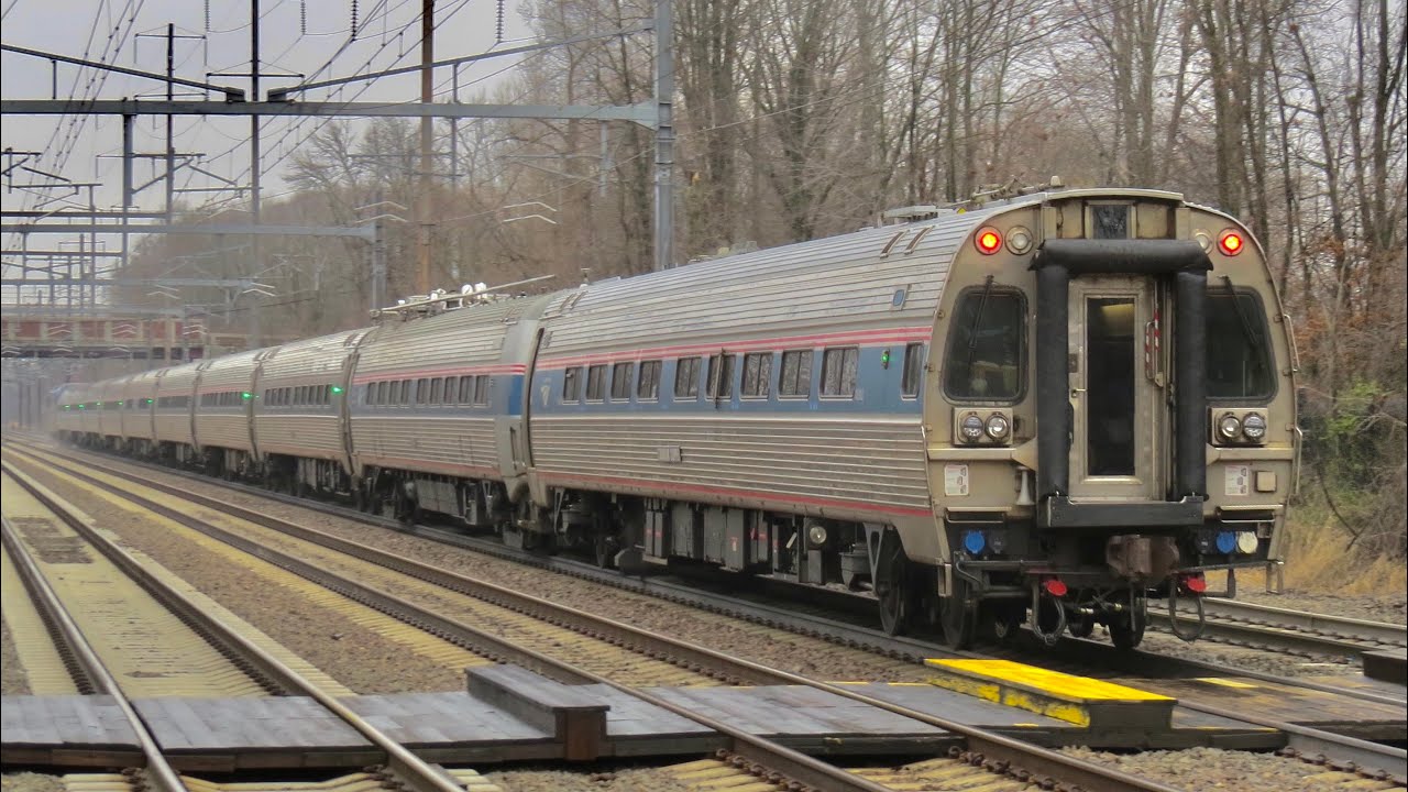 Amtrak catenary measurement and track geometry inspection cars - YouTube