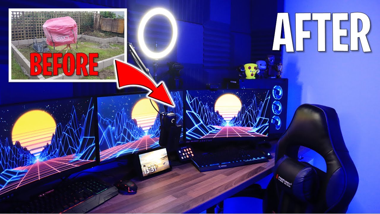 I BUILT a YOUTUBE STUDIO in my BACKYARD! Full Gaming Setup Tour 2020 ...