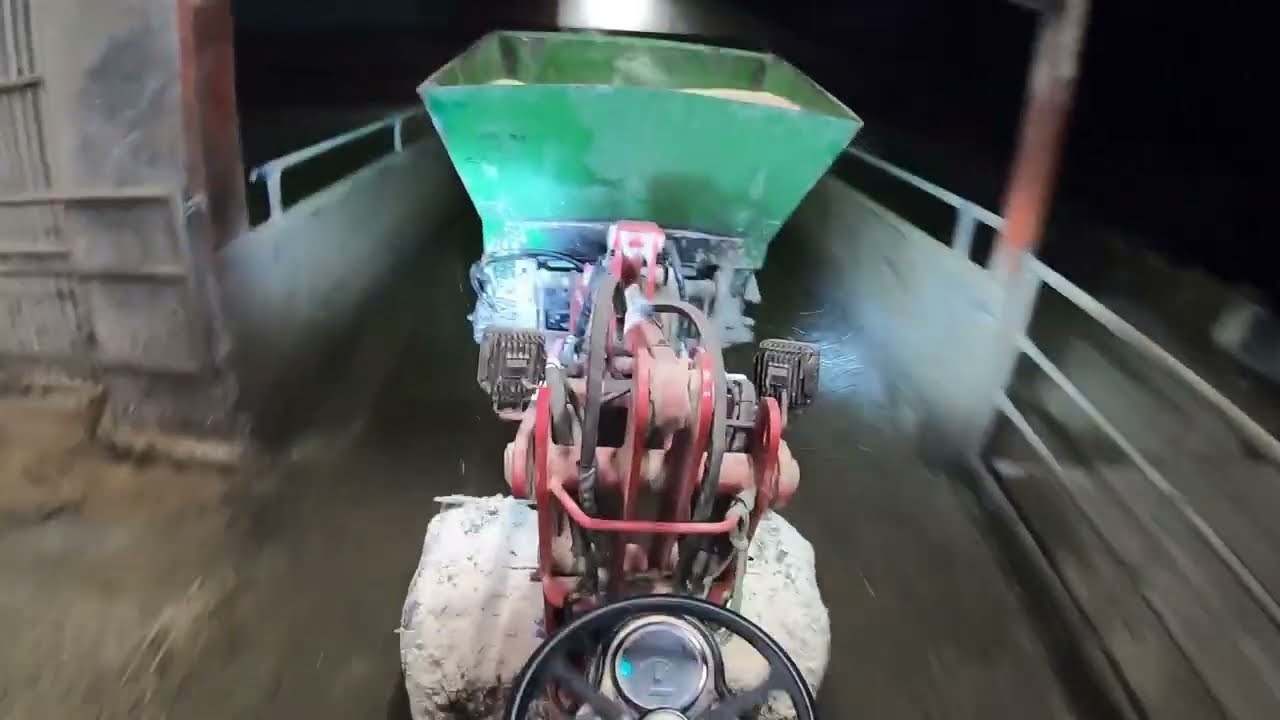 Riding a tractor on a cow farm | POV video | Cleaning up the manure ...