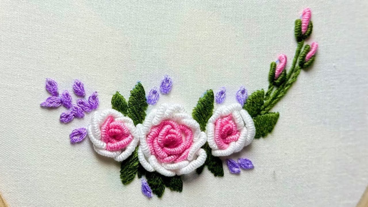 Beautiful Bullion Knot Rose Embroidery | Step by Step - YouTube