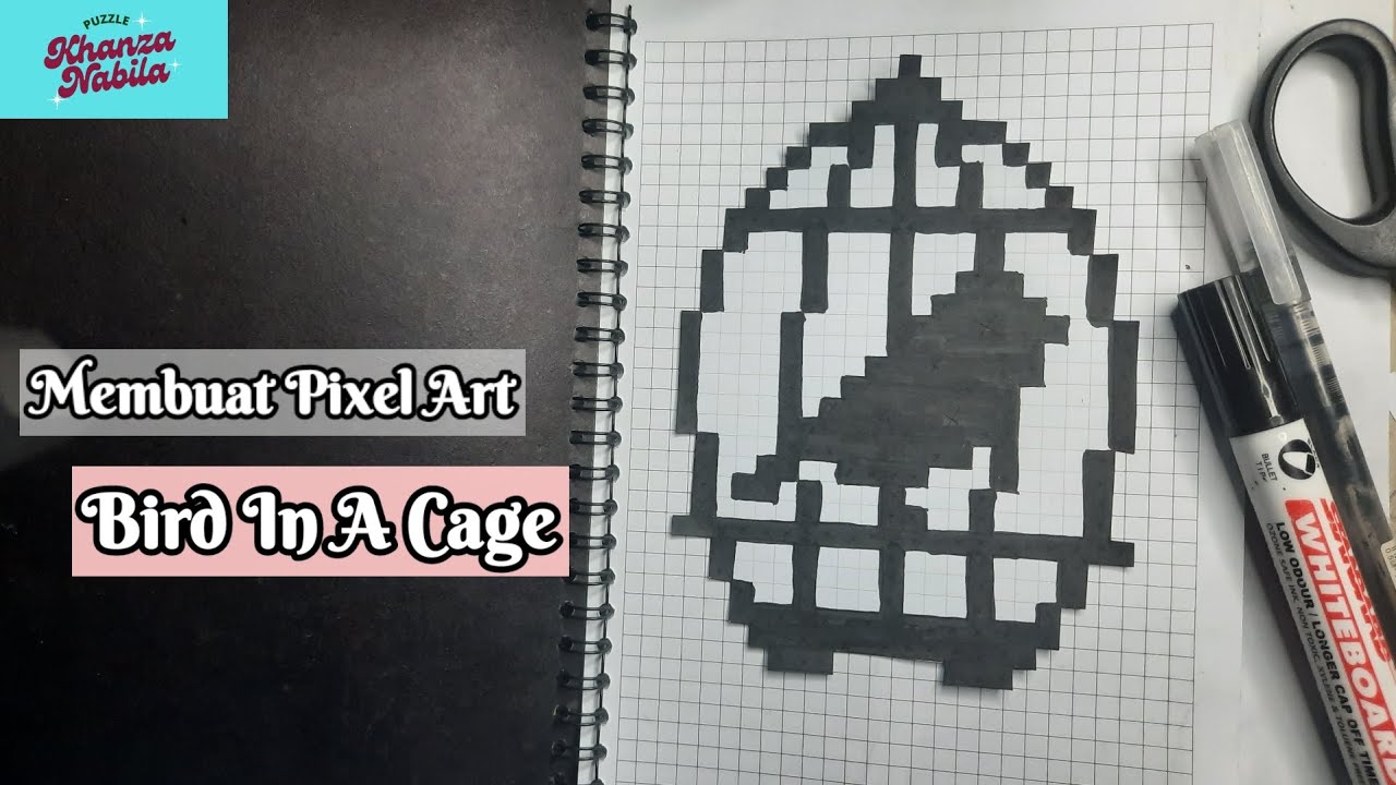 How to make Pixel Art Bird In A Cage #pixelart #pixelideas - YouTube